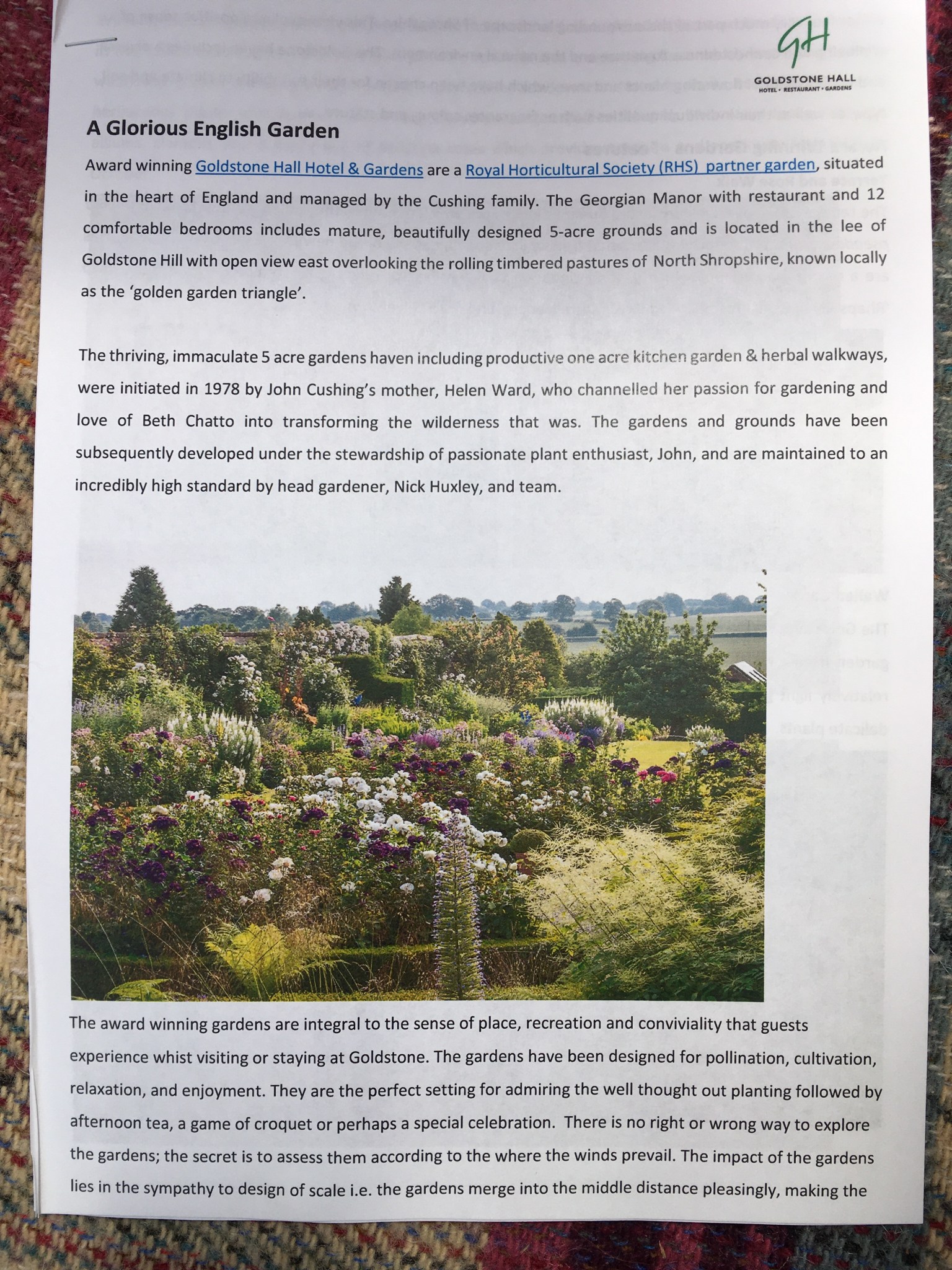 Visit to Goldstone Hall Hotel and Gardens – 7 June 2021 | Bramble Garden