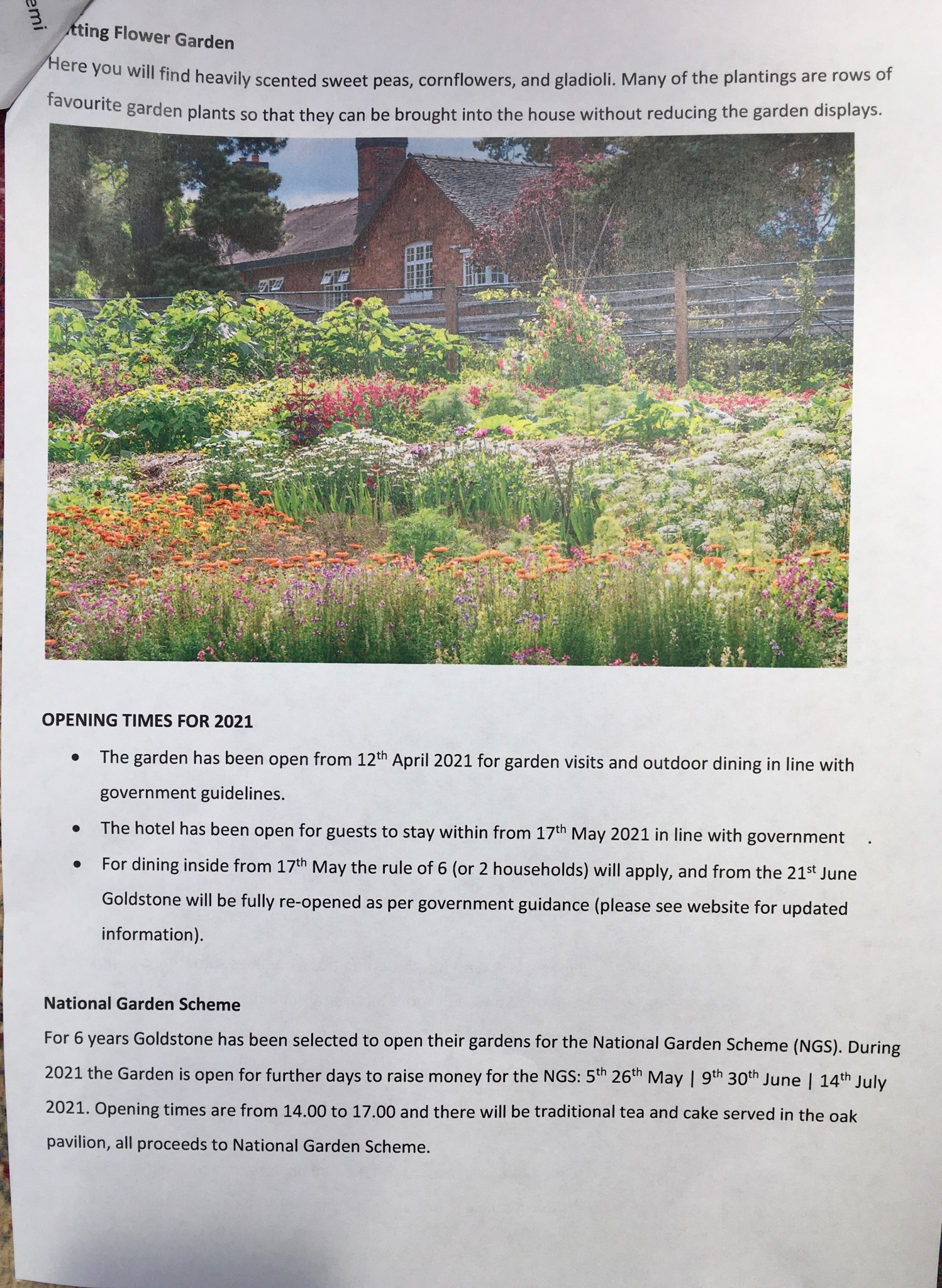 Visit to Goldstone Hall Hotel and Gardens – 7 June 2021 | Bramble Garden