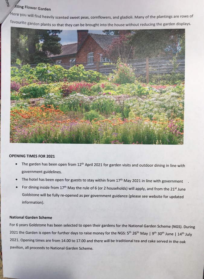 Visit to Goldstone Hall Hotel and Gardens – 7 June 2021 | Bramble Garden